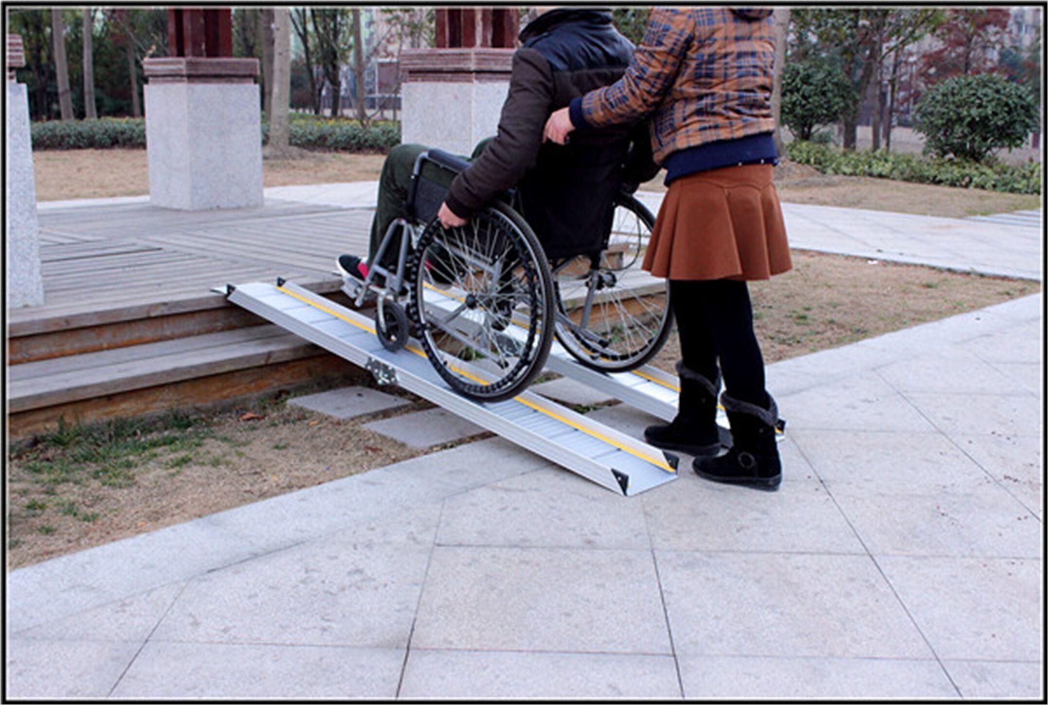 🛴Walking Stick Portable Aluminum Wheelchair Barrier Free Ramp Plate ...